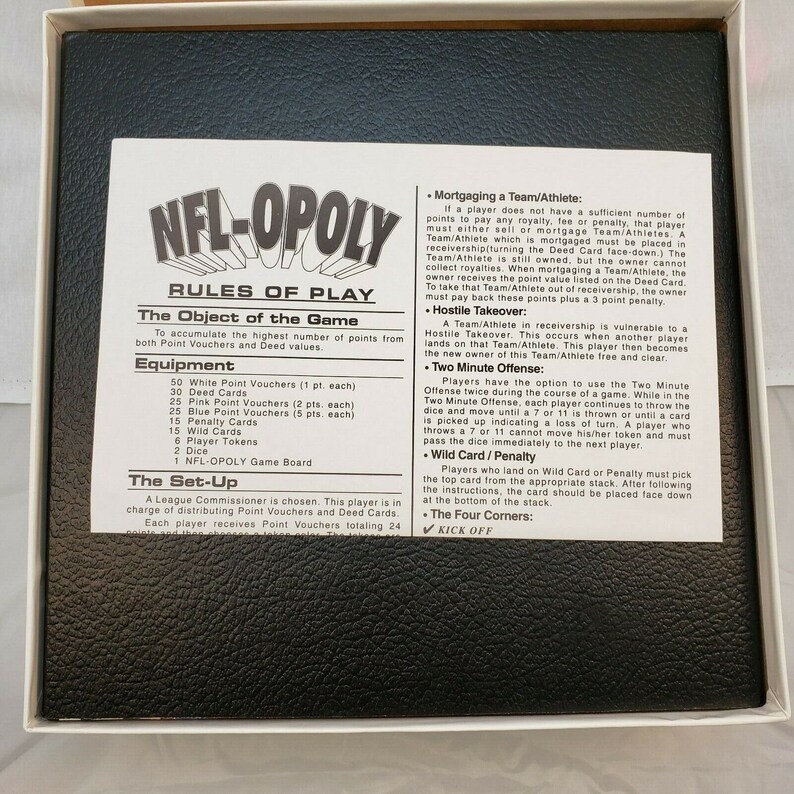 Vintage 1994 TDC Board Game NFL-OPOLY Football Team Ages 8-adult ...