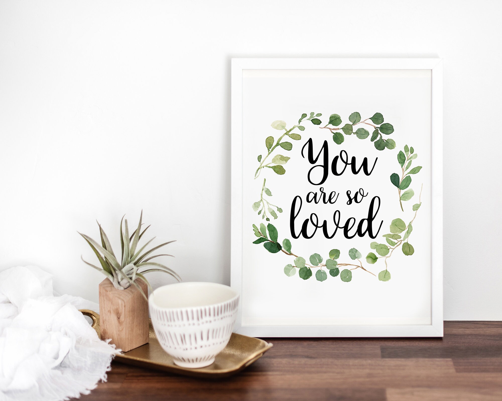 You are so Loved Nursery Print Boho Greenery Wreath Printable | Etsy