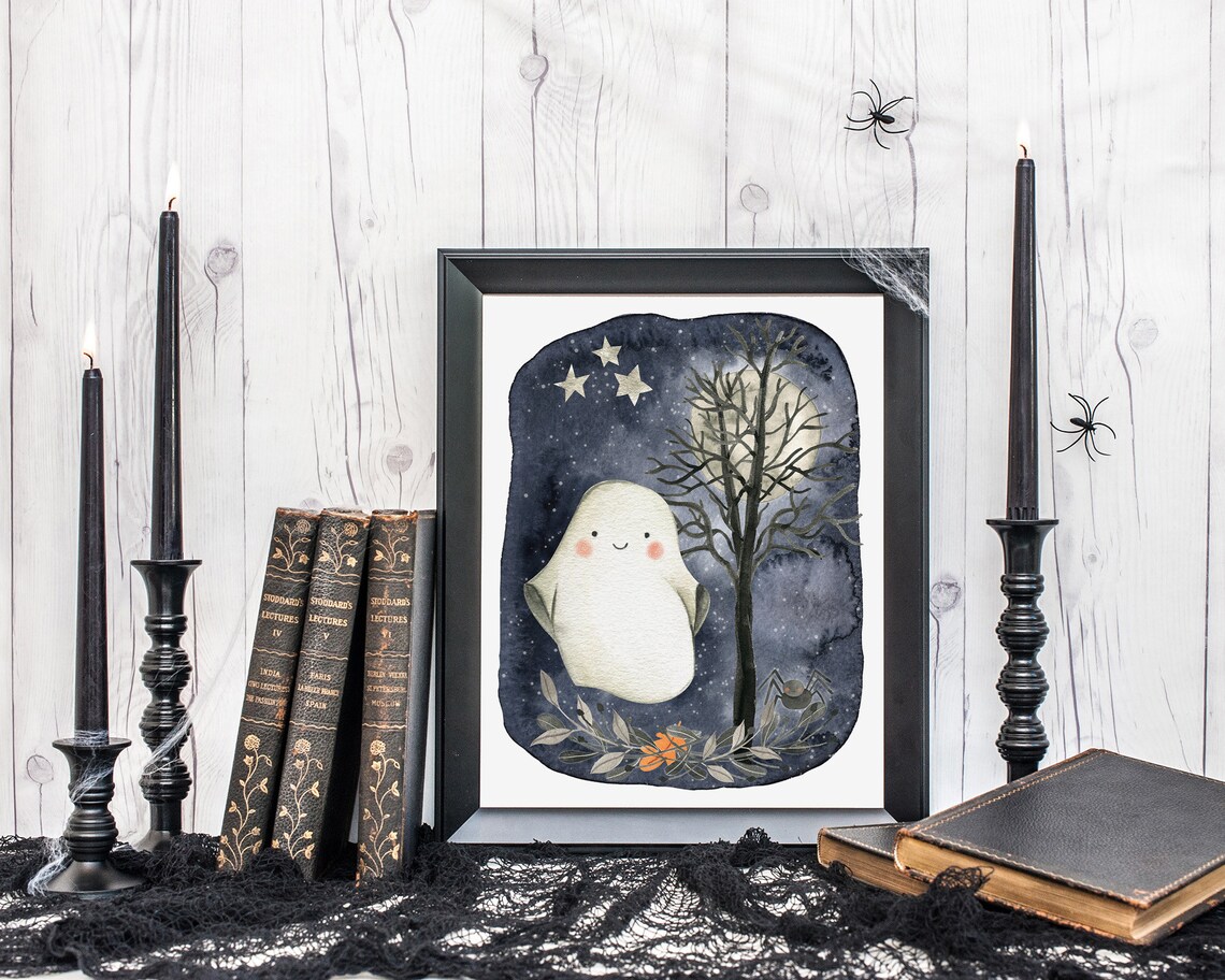 Cute Ghost Print, Halloween Printable Wall Art, Halloween Printable ...