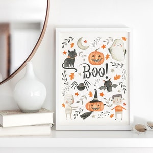Boo Print, Watercolor Halloween Printable Wall Art, Downloadable ...