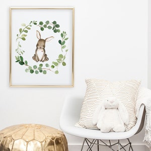 Watercolor Bunny Rabbit Print, Forest Animal Printable Wall Art ...