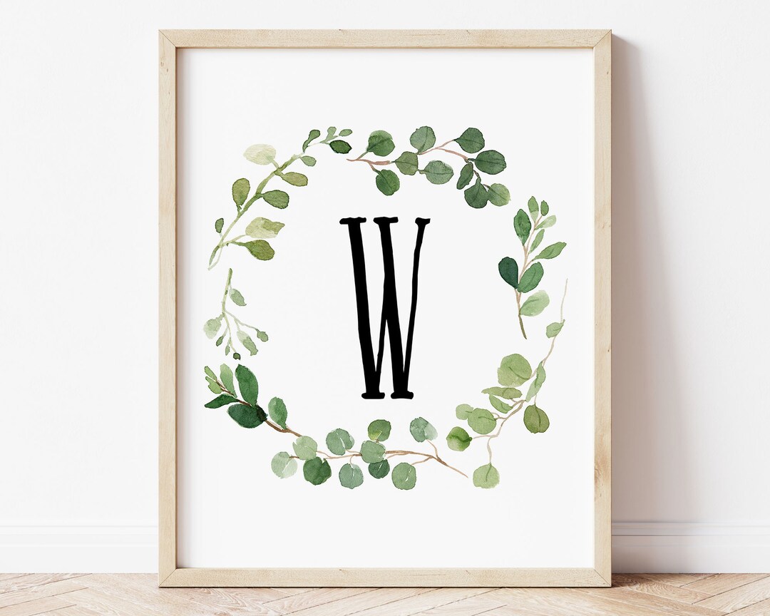 Letter W Initial Print Monogram Printable Wall Art - Etsy