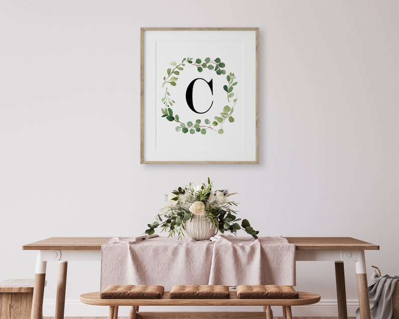 Letter C Monogram Wall Print Printable Wall Art Watercolor - Etsy
