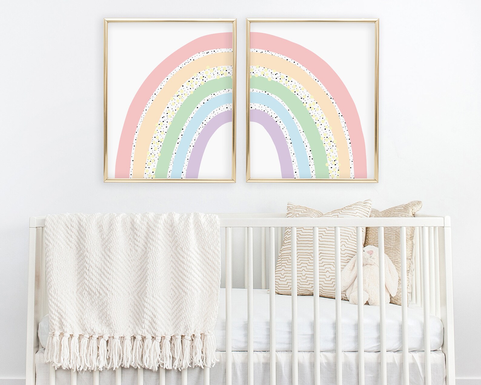 Pastel Rainbow Wall Art & Black Polka Dots Set of 2 Prints | Etsy