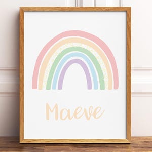 Personalized Rainbow Name Printable Wall Art, Pastel Rainbow Baby Name ...