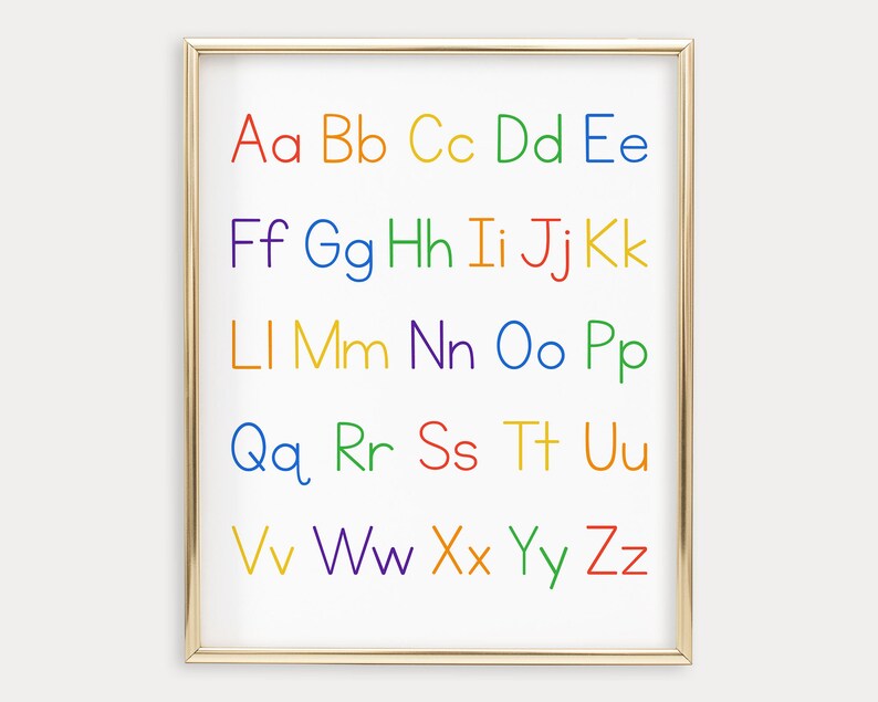 Rainbow Capital and Lowercase Alphabet Printable Wall Art ABC | Etsy