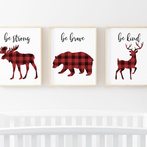Buffalo Plaid Nursery Decor Lumberjack Nursery Wall Art Baby - Etsy