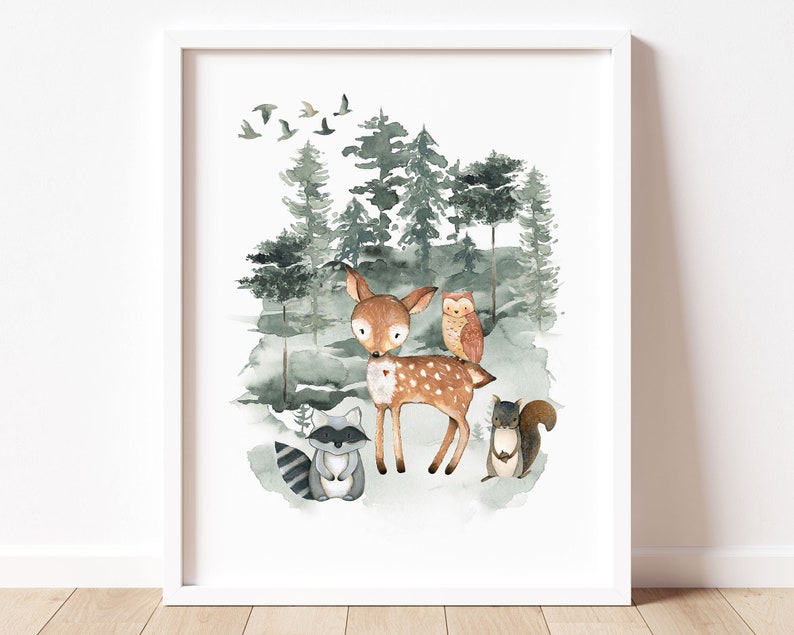 Watercolor Forest Animals Printable Wall Art Set of 2 Baby - Etsy