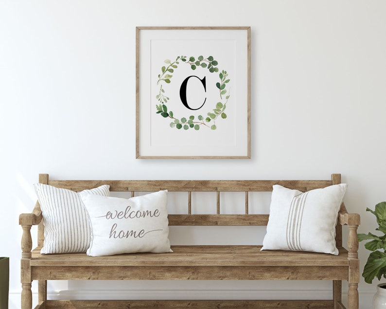 Letter C Monogram Wall Print Printable Wall Art Watercolor - Etsy