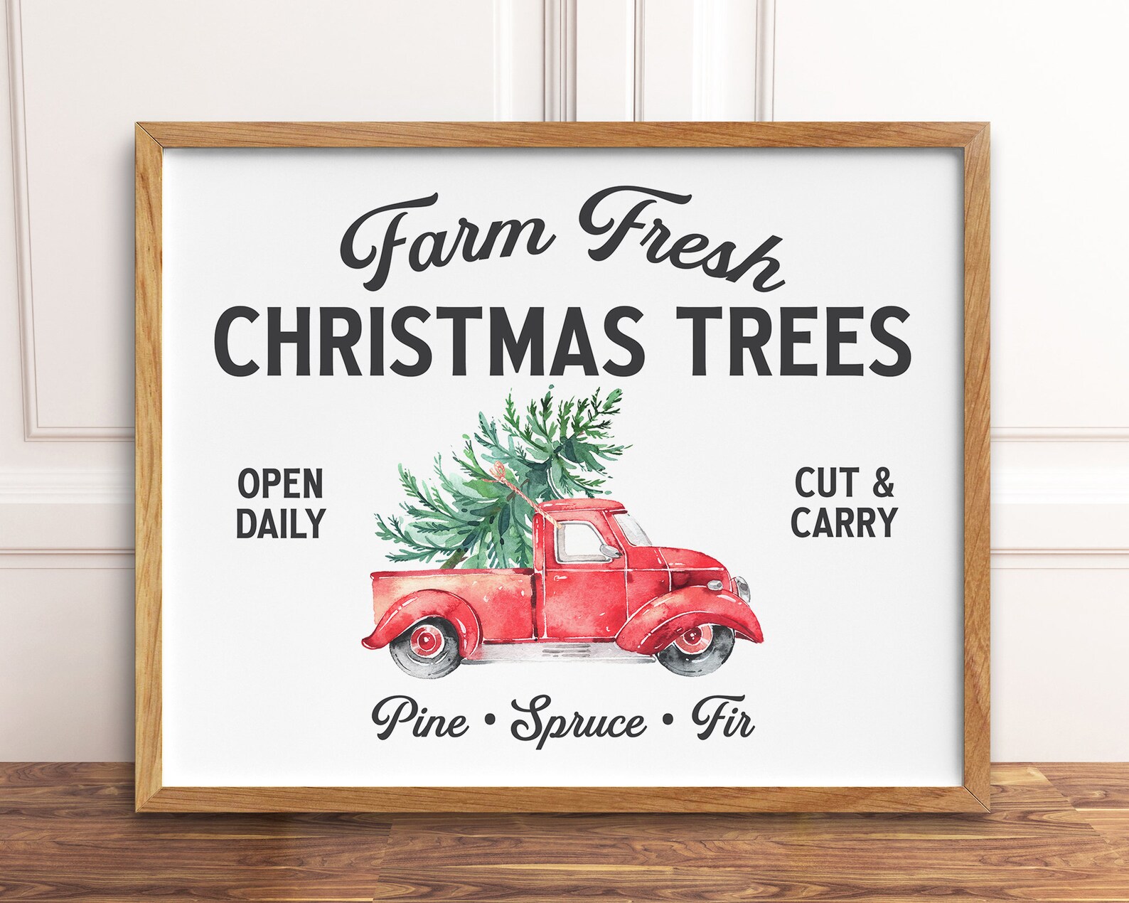 Farm Fresh Christmas Tree Sign Printable Wall Art | Etsy