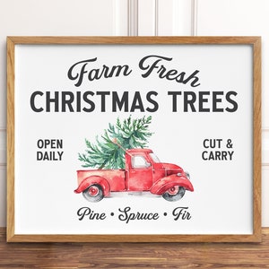 Farm Fresh Christmas Tree Sign, Printable Wall Art, Downloadable ...