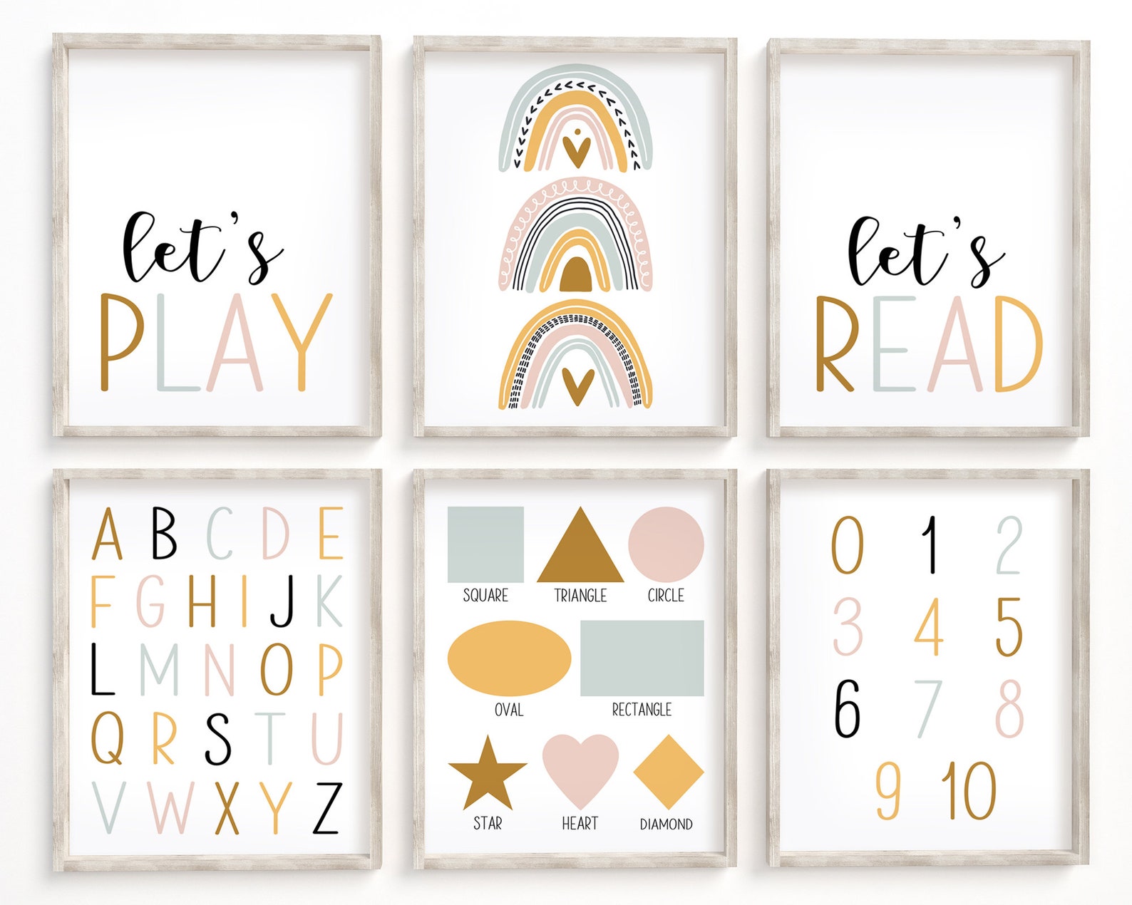 Pastel Playroom Printable Wall Art Set of 6 Preschool - Etsy