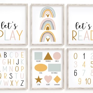 Pastel Playroom Printable Wall Art Set of 6, Preschool Classroom Decor ...