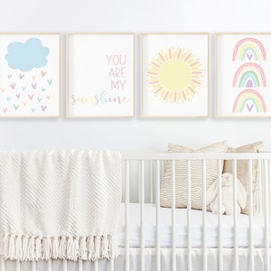 Pastel Rainbow You Are My Sunshine Printable Wall Art, Sun Print, Cloud ...