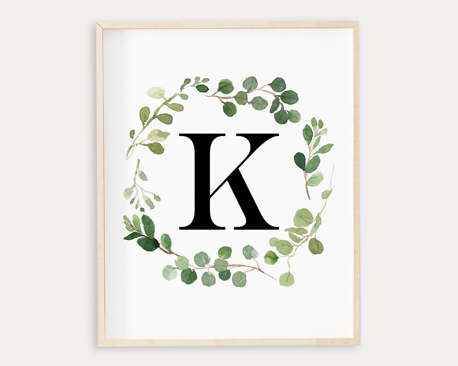 Letter K Monogram Printable Wall Art Letter K Print Boy | Etsy