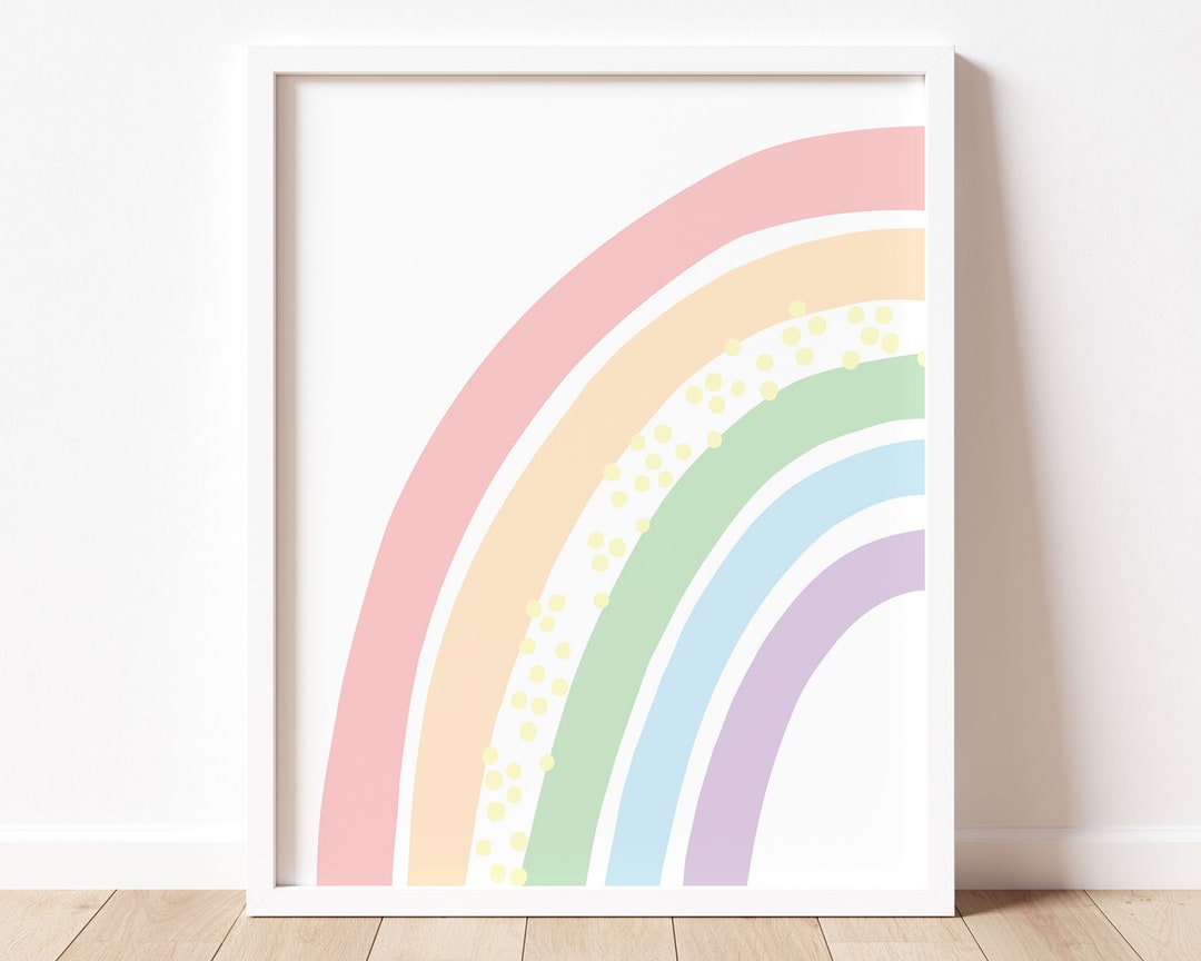 Pastel Rainbow Printable Wall Art, Boho Rainbow Nursery Decor, Split ...
