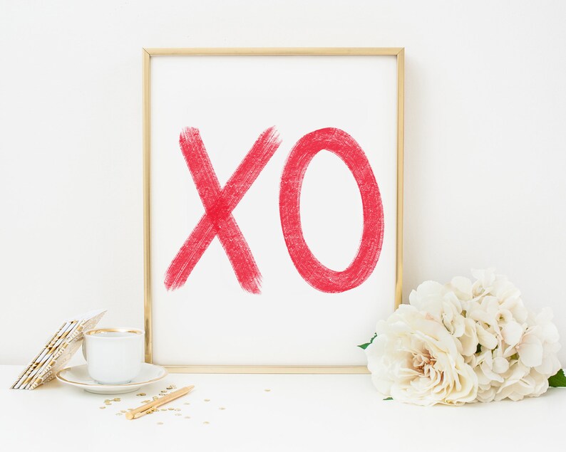 Red XO Printable Wall Art Hugs and Kisses Valentine Printable - Etsy