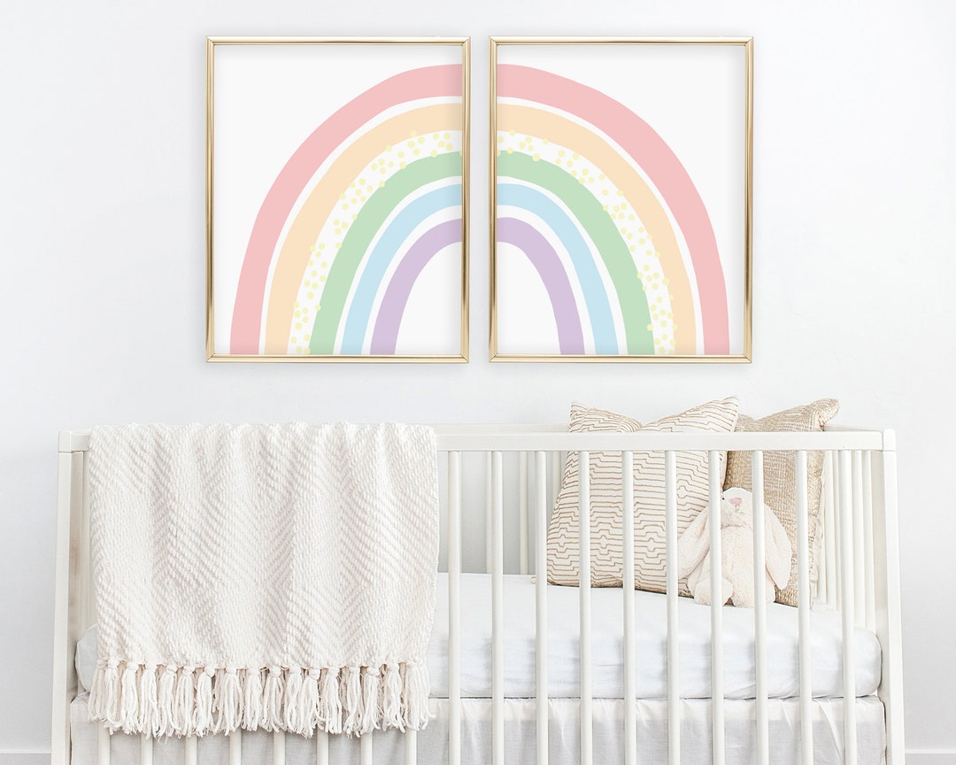 Pastel Rainbow Wall Art Set of 2 Prints, Printable Wall Art, Boho ...