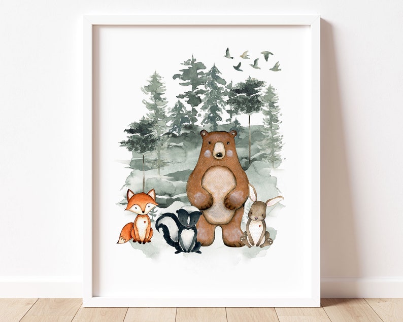 Watercolor Forest Animals Printable Wall Art Set of 2 Baby - Etsy