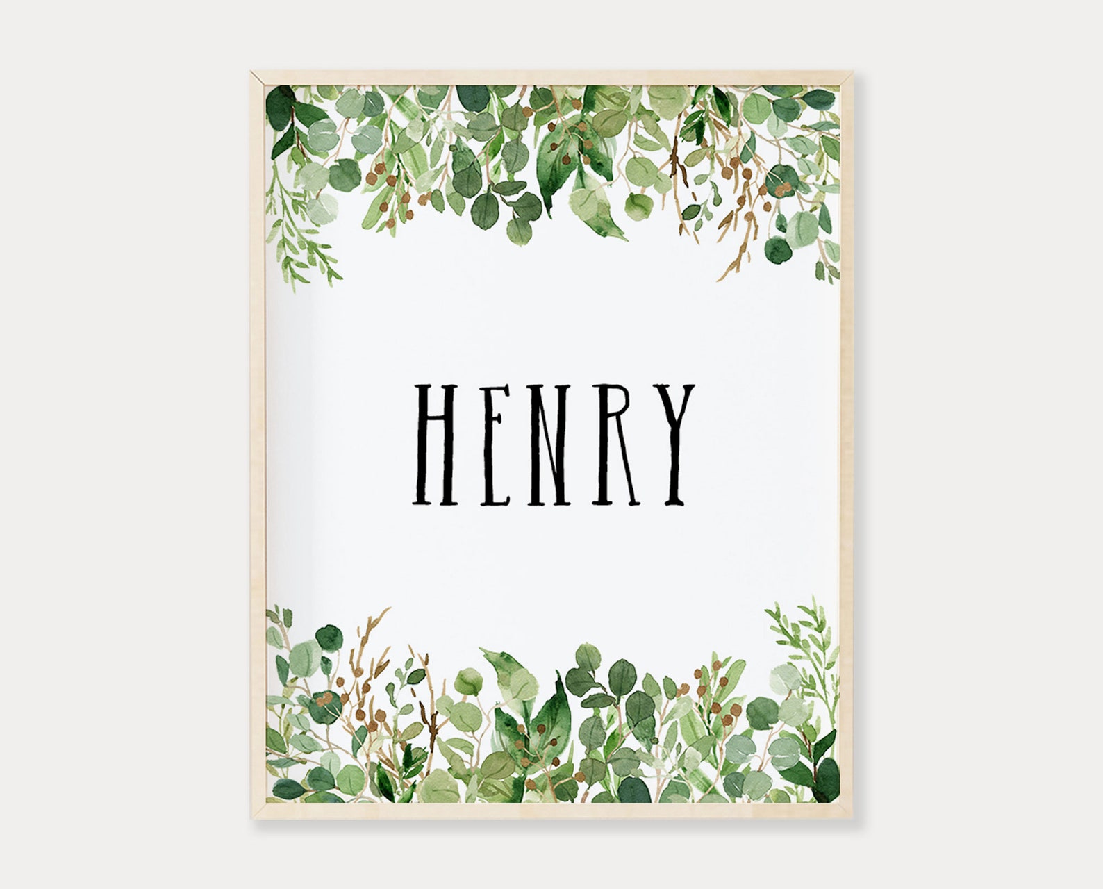 Printable Baby Name Print Greenery Nursery Decor Name Sign - Etsy