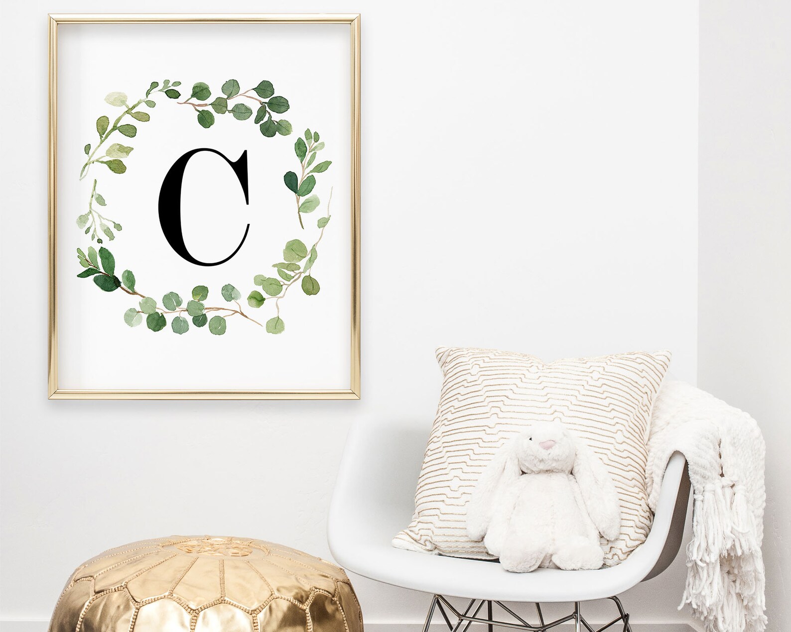 Letter C Monogram Wall Print Printable Wall Art Watercolor - Etsy
