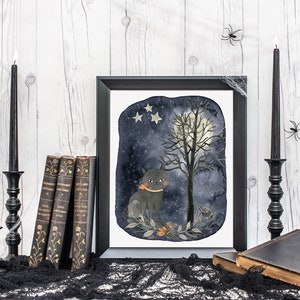 Cute Black Cat Halloween Printable Wall Art, Kids Halloween Decor ...