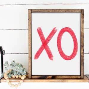 Red XO Printable Wall Art, Hugs and Kisses Valentine Printable Kids ...