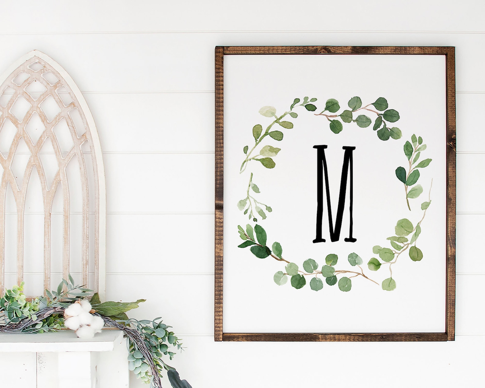 Letter M Printable Wall Art Watercolor Greenery Nursery - Etsy