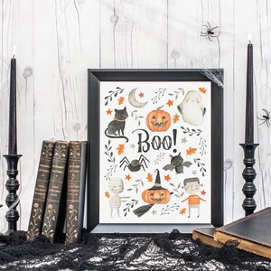 Boo Print, Watercolor Halloween Printable Wall Art, Downloadable ...