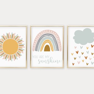 Pastel Rainbow You Are My Sunshine Printable Wall Art, Sun Print, Cloud ...