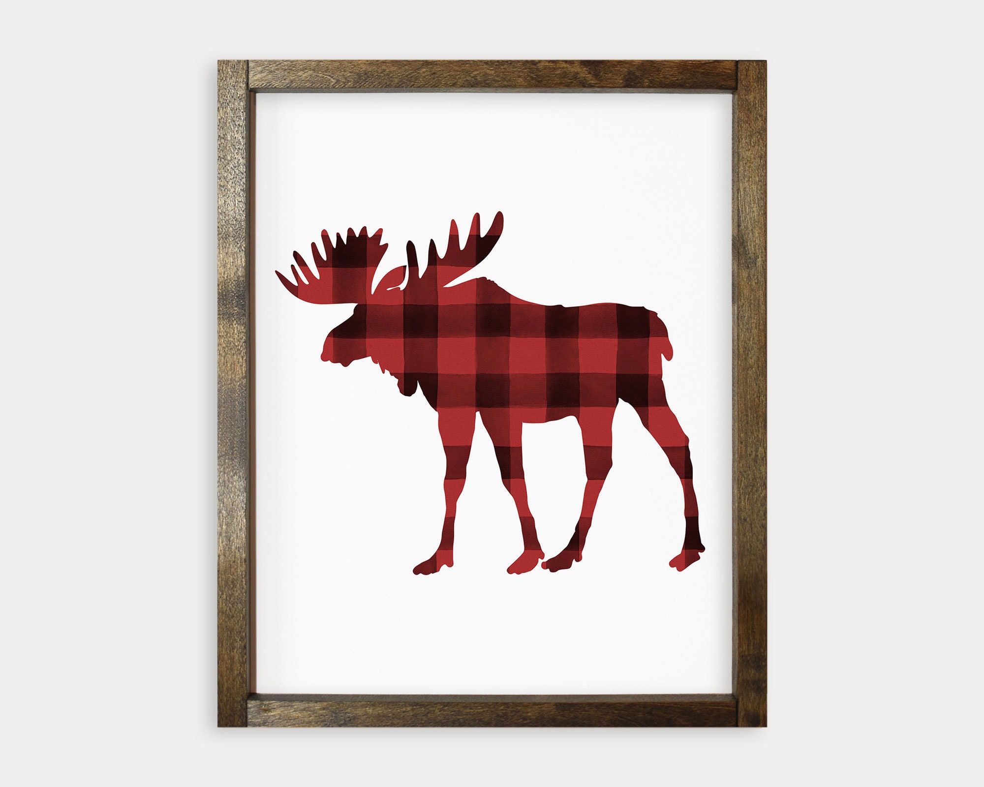 Buffalo Plaid Moose Print Forest Printable Wall Art Moose | Etsy