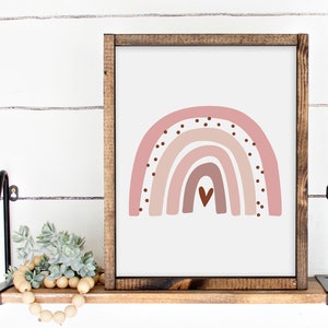 Pink Rainbow Wall Art, Printable Wall Art Set of 3, Neutral Boho ...