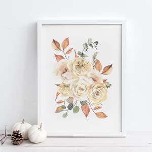 Watercolor Fall Floral Print Set of 6, Pumpkin Printable Wall Art ...