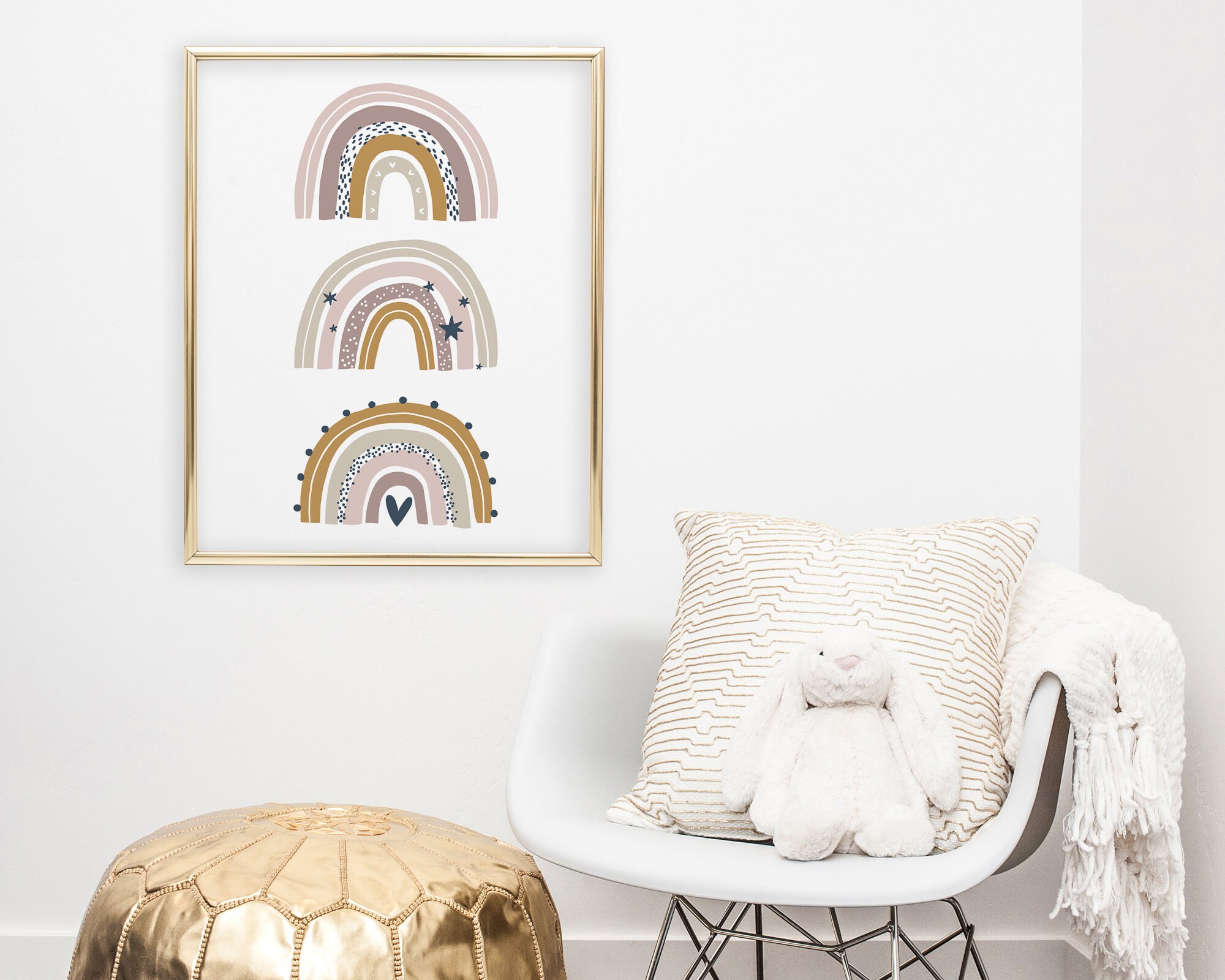 Muted Rainbow Print Neutral Rainbow Wall Art Printable Art | Etsy