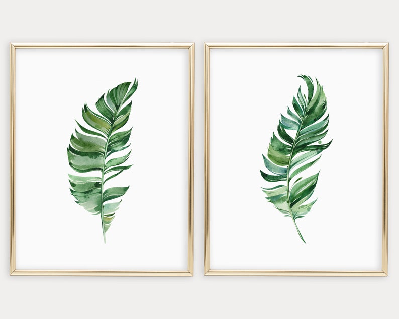 Botanical Print Set of 2 Boho Printable Wall Art Watercolor | Etsy