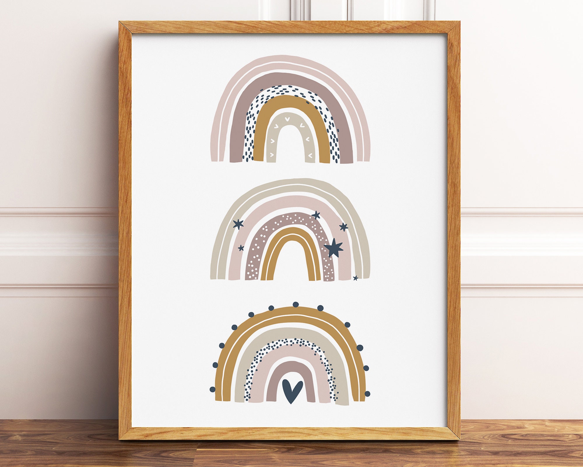 Muted Rainbow Print Neutral Rainbow Wall Art Printable Art | Etsy