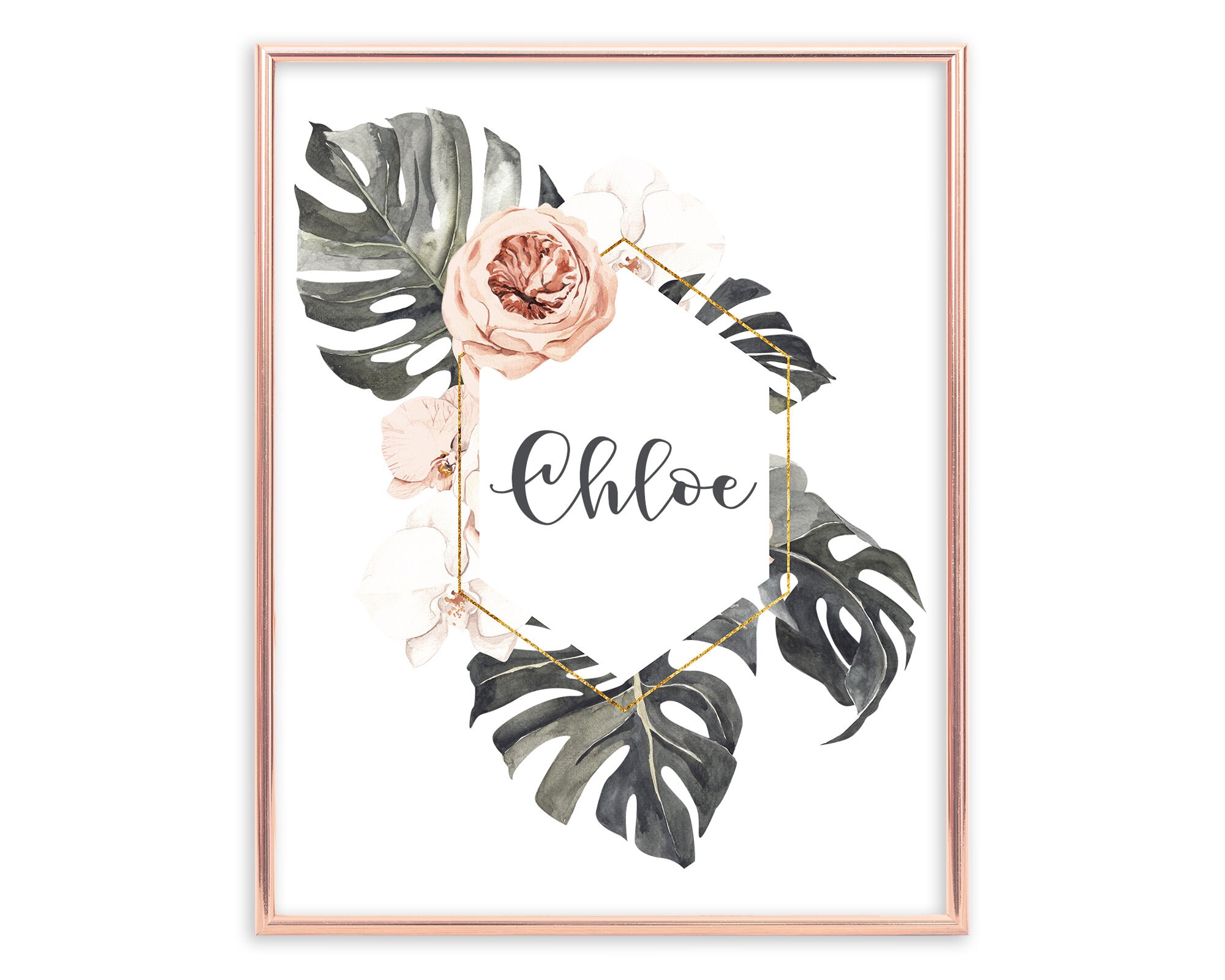 Personalized Girls Name Printable Wall Art Boho Floral Name | Etsy