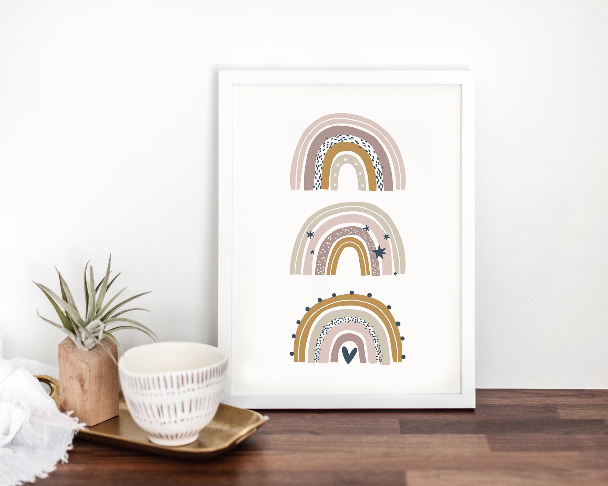 Muted Rainbow Print Neutral Rainbow Wall Art Printable Art | Etsy