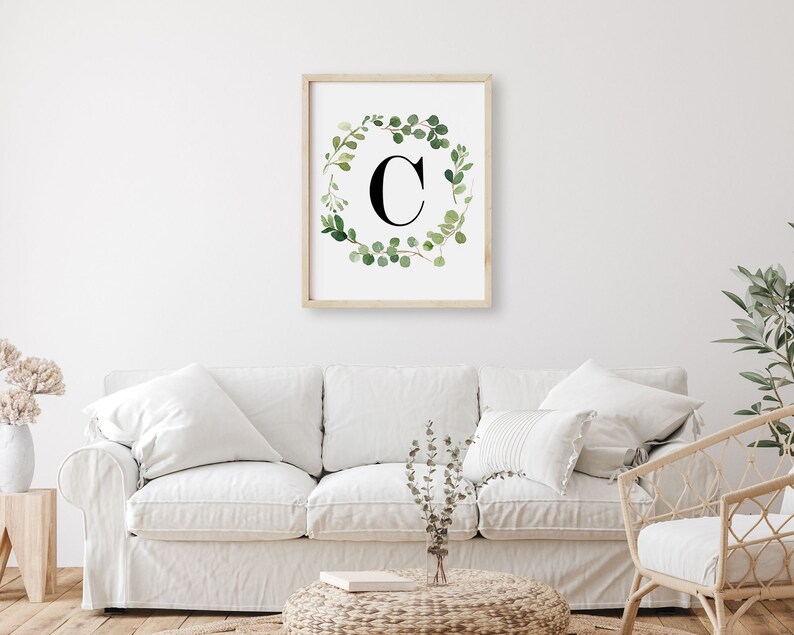 Letter C Monogram Wall Print Printable Wall Art Watercolor - Etsy