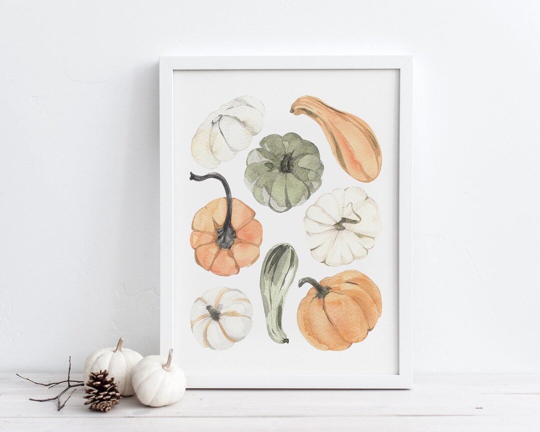 Gourd Art, Mixed Gourds Printable Wall Art, Farmhouse Pumpkin Decor ...
