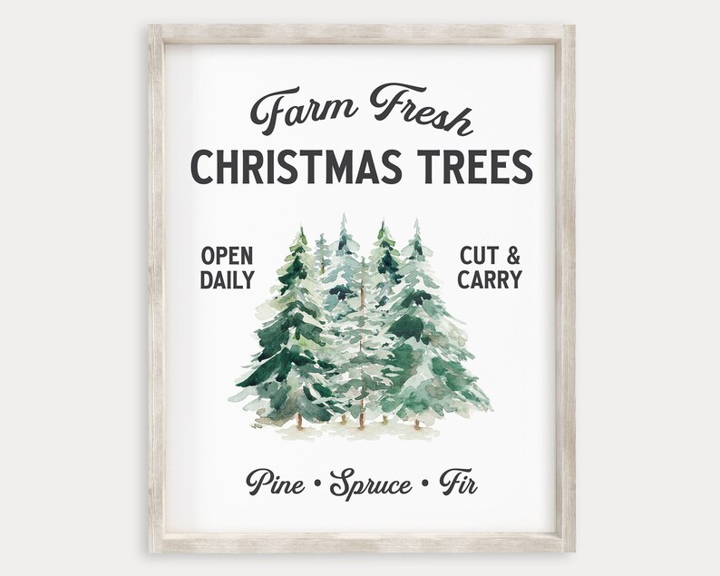 Watercolor Christmas Tree Farm Sign Farm Fresh Printable Wall - Etsy