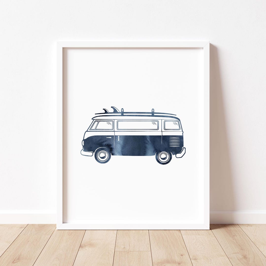 Watercolor Surf Van Printable Wall Art, Boy Surf Poster, Girl Surf ...