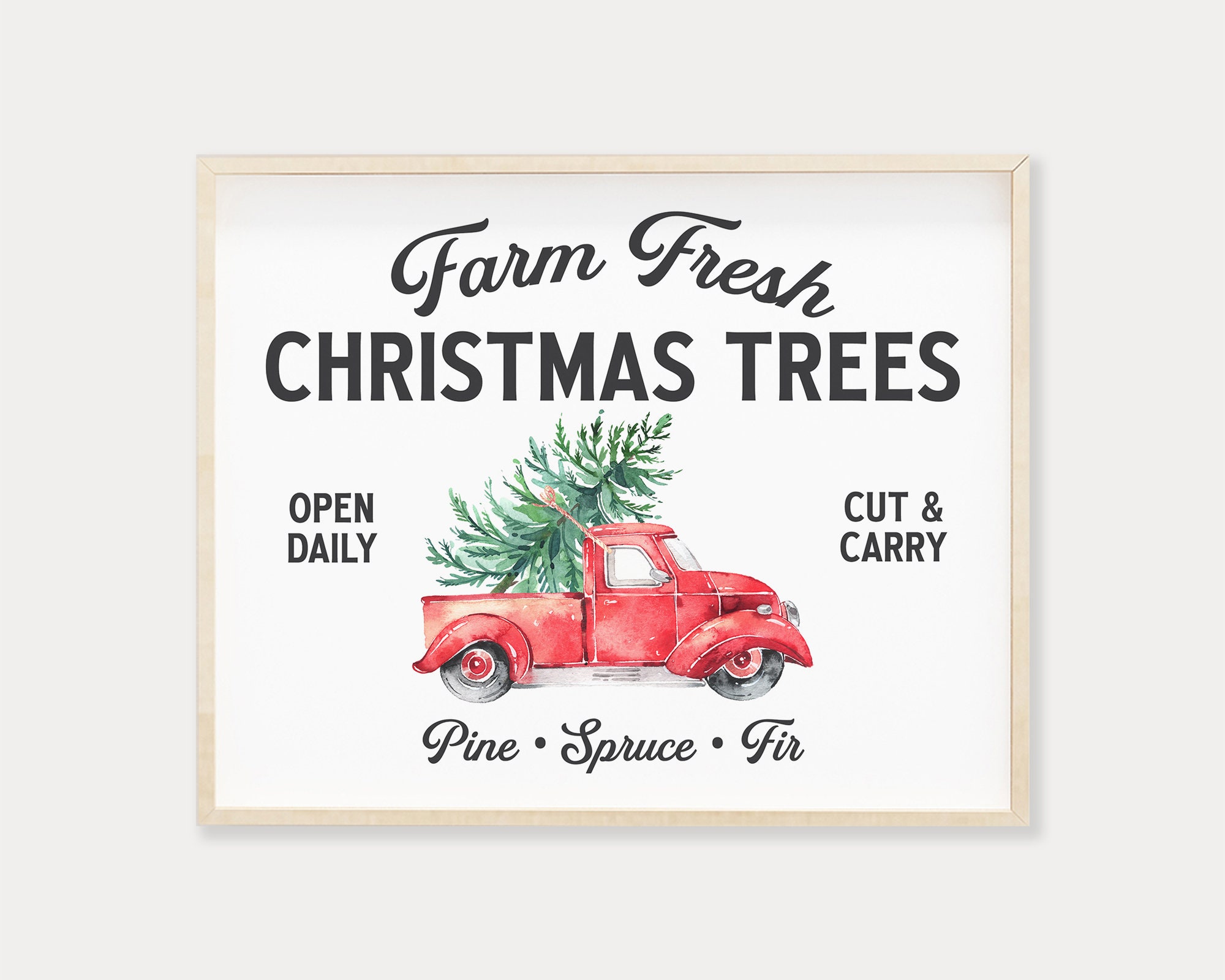 Farm Fresh Christmas Tree Sign Printable Wall Art - Etsy