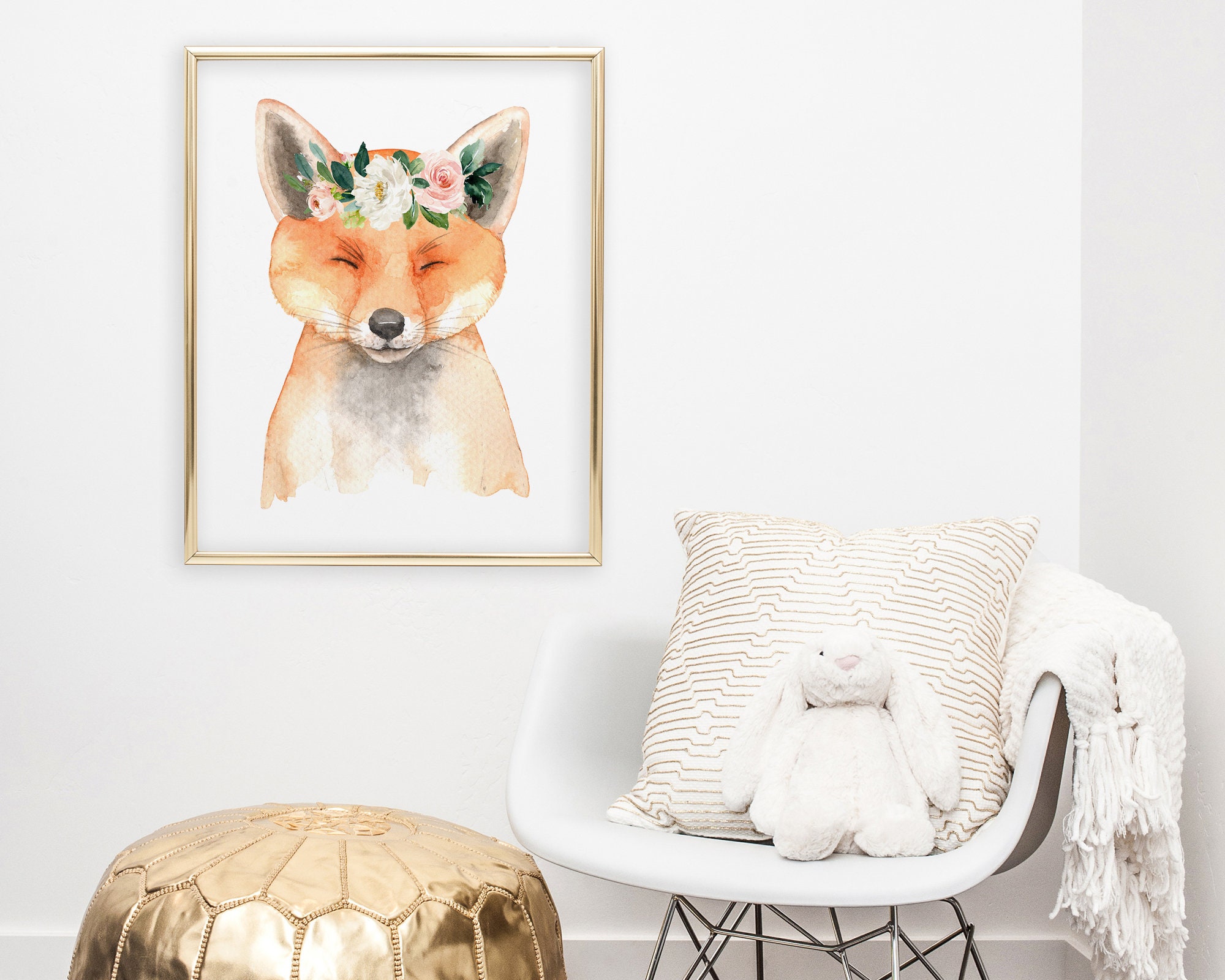 Blush Flower Crown Animal Prints Set of 6 Printable Wall Art | Etsy