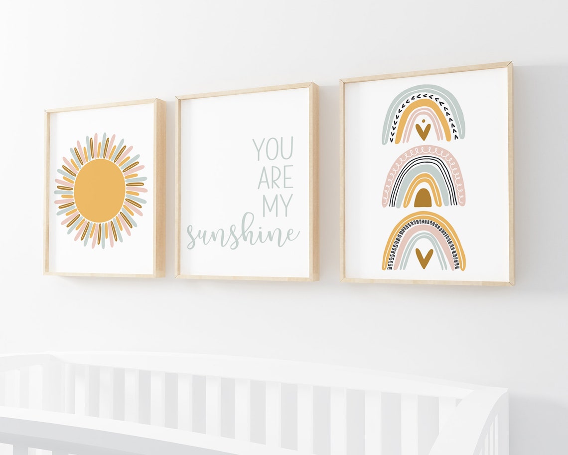 Pastel Rainbow Printable Wall Art You Are My Sunshine Print | Etsy