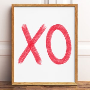 Red XO Printable Wall Art, Hugs and Kisses Valentine Printable Kids ...