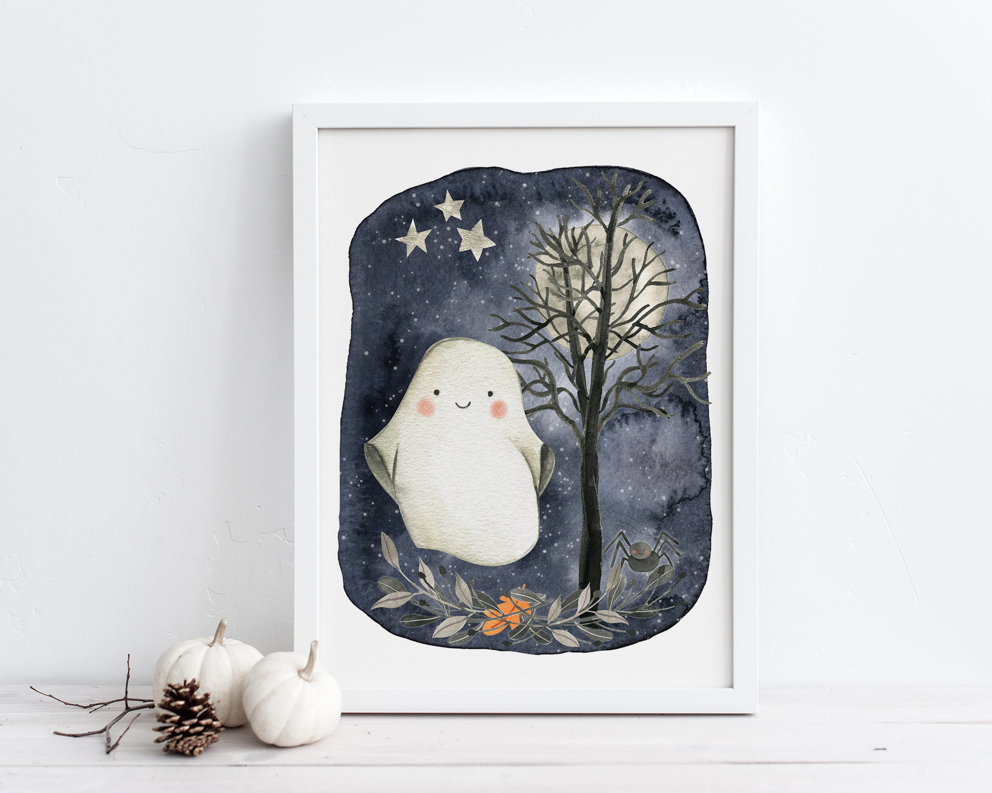 Cute Ghost Print, Halloween Printable Wall Art, Halloween Printable ...