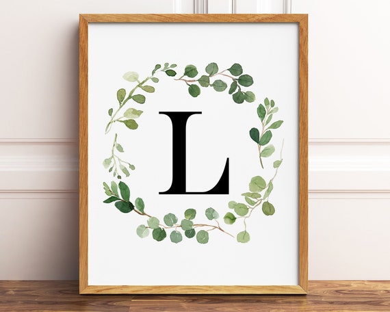 Letter L Print Monogram Printable Wall Art Watercolor | Etsy