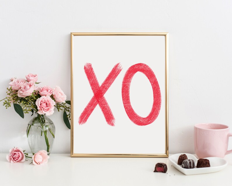 Red XO Printable Wall Art Hugs and Kisses Valentine Printable - Etsy