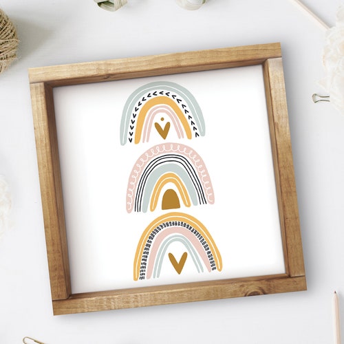Pastel Rainbow Wall Art Square Boho Rainbow Printable Art - Etsy